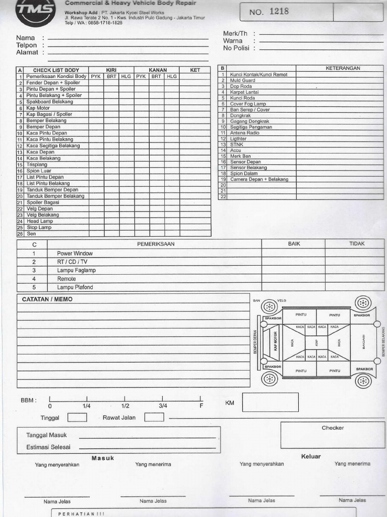 Form Ceklist | PDF
