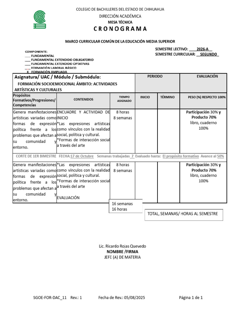 Cronograma Segundo Semestre.docx | PDF