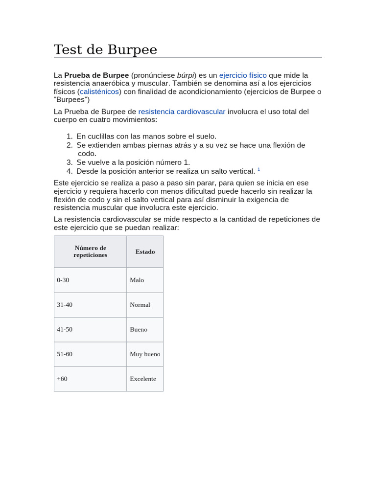 Test de Burpee | PDF