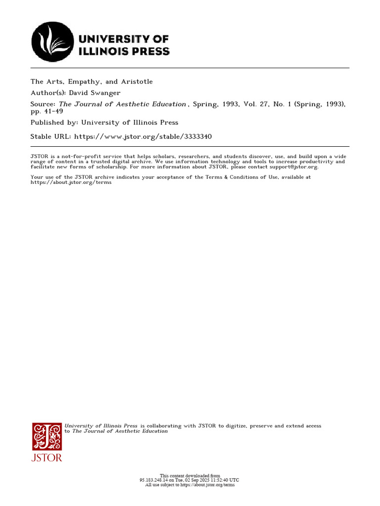 The Arts, Empathy, And Aristotle | PDF | Knowledge | Empathy