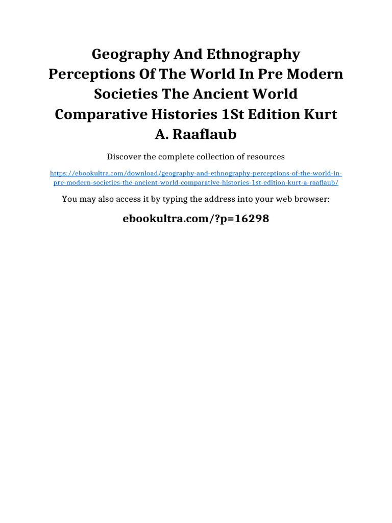 Geography and Ethnography Perceptions of the World in Pre Modern ...