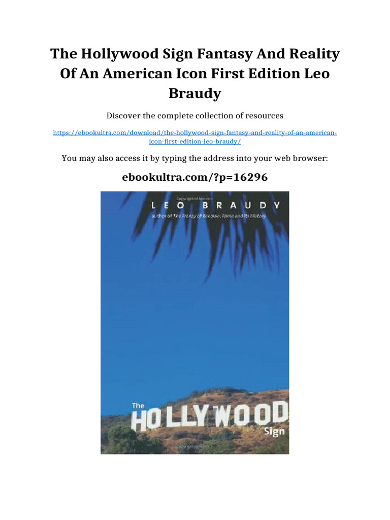 The Hollywood Sign Fantasy and Reality of an American Icon First ...
