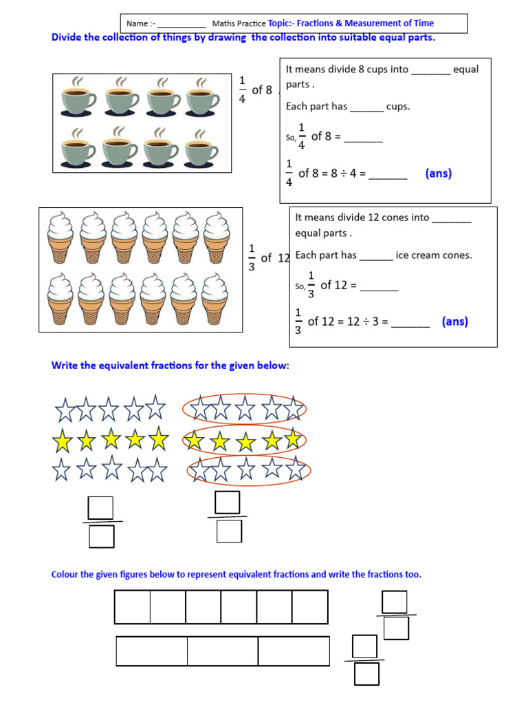 Matha B Practice Fractions Measurment of Time-2025 | PDF | Mathematics ...