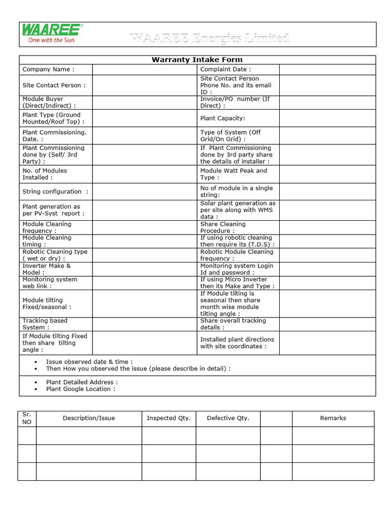 warranty_intake_form_1758110328 | PDF | Power (Physics) | Electrical ...