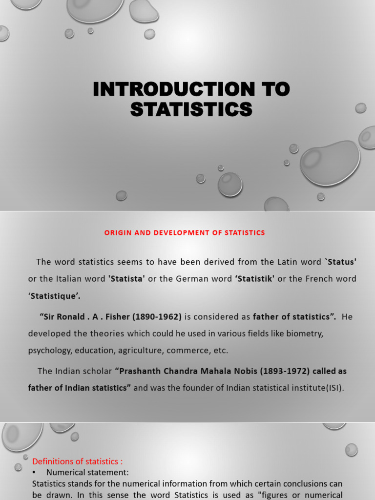 Introduction To Statistics | PDF | Statistics | Level Of Measurement