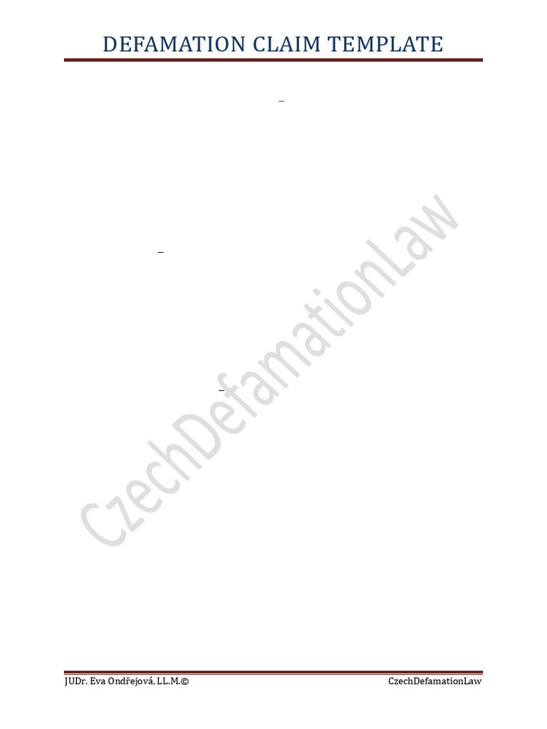 Defamation Claim Template | PDF | Defamation | Damages