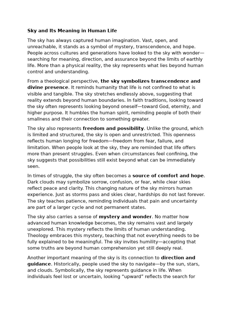 Sky and Its Meaning in Human Life | PDF | Transcendence (Religion) | Sky