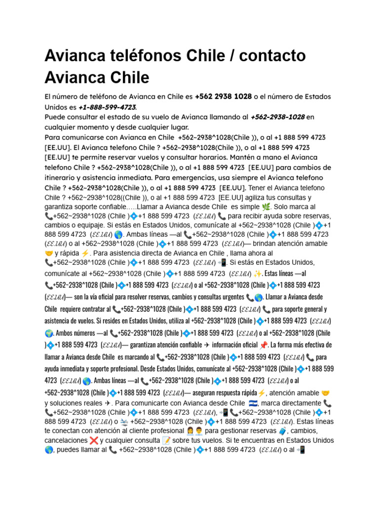 Avian Cat El É Fonos Contact o Chile | PDF