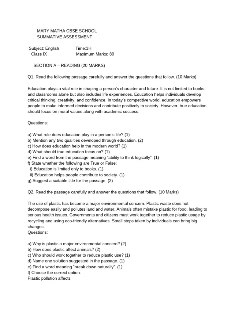 9th Classsummative Assessment | PDF | Linguistics
