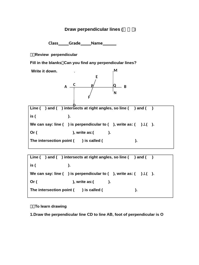 Drawing Perpendicular Lines Worksheet | PDF | Perpendicular | Euclid