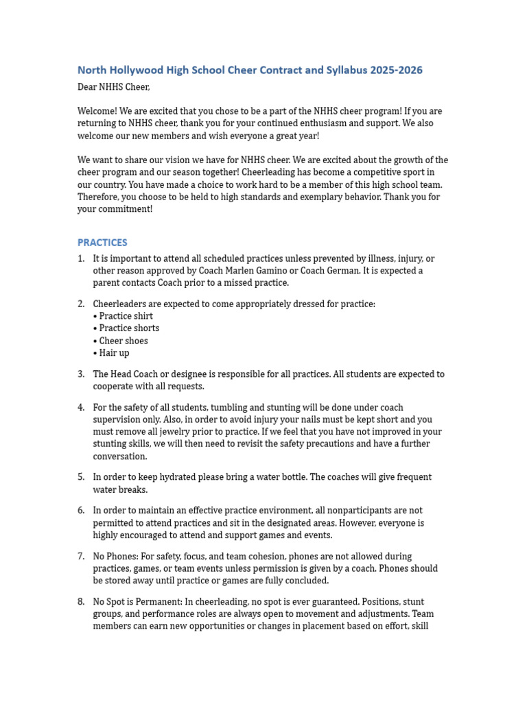 2025-2026 Cheer Contract | PDF | Cheerleading