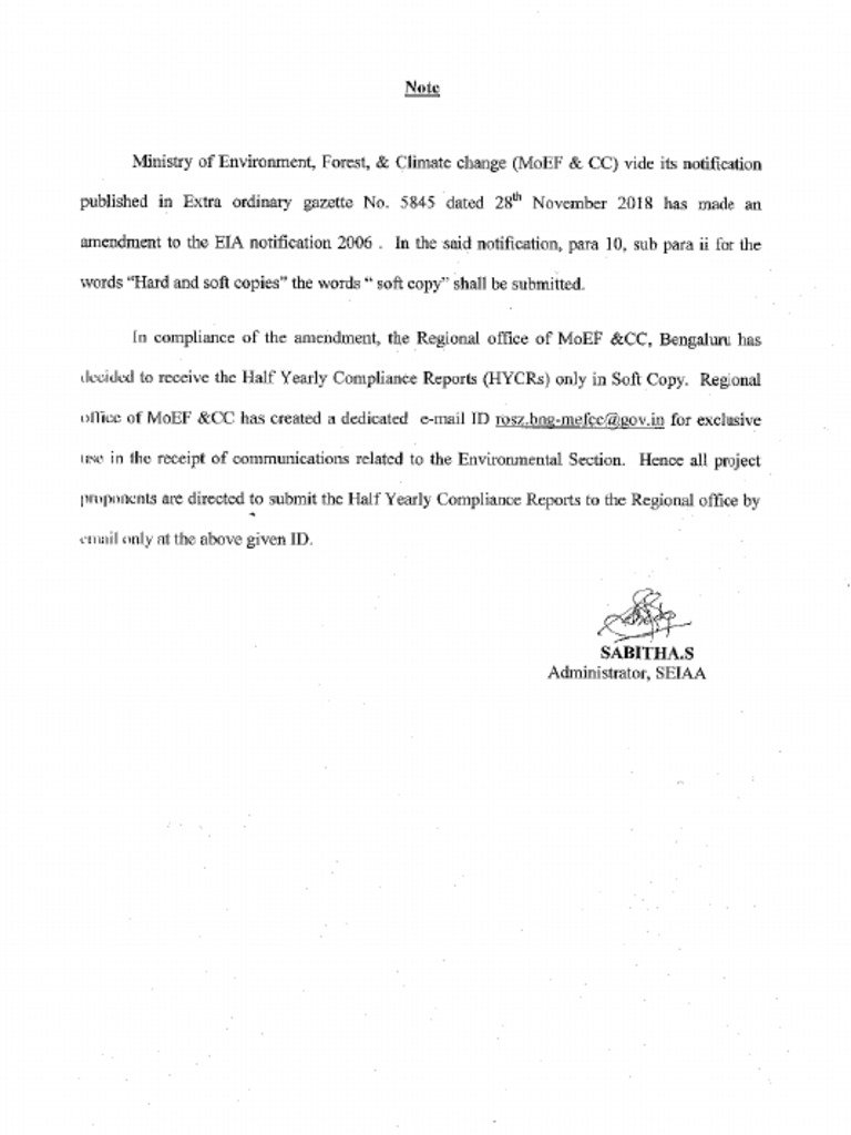 Complaince of Directives of MoEF & CC Notification | PDF