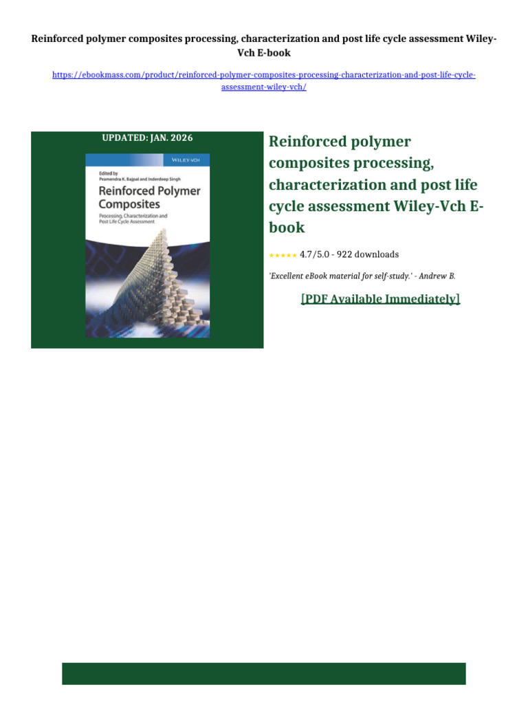 Reinforced Polymer Composites Processing, Characterization and Post ...