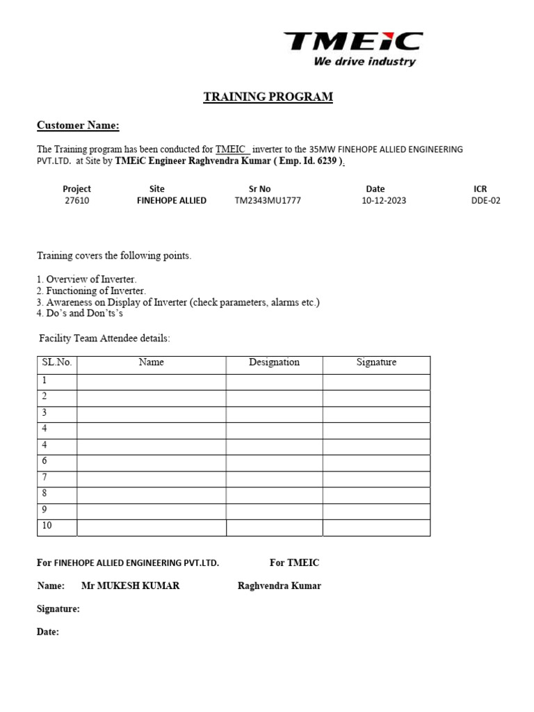 Training Sheet | PDF