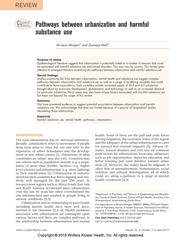 Pathways Between Urbanization and Harmful | PDF | Substance Abuse ...