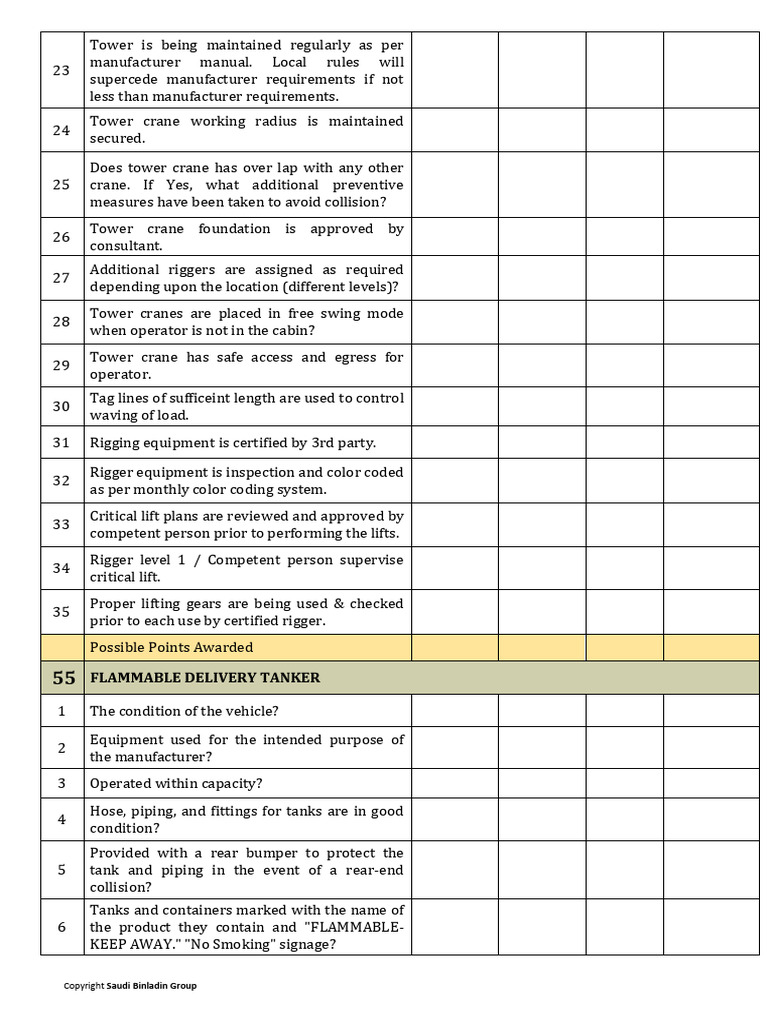 Safety Inspection Forms-81 | PDF | Crane (Machine) | Transport