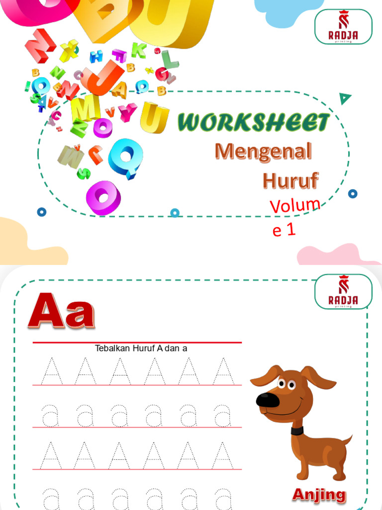 PW009 - 35 Lembar Worksheet Pengenalan Huruf Untuk Anak TK - Printable ...