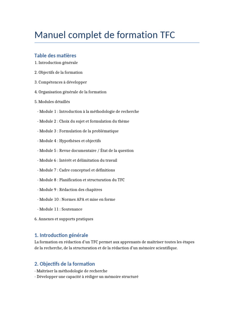 Manuel Formation TFC | PDF