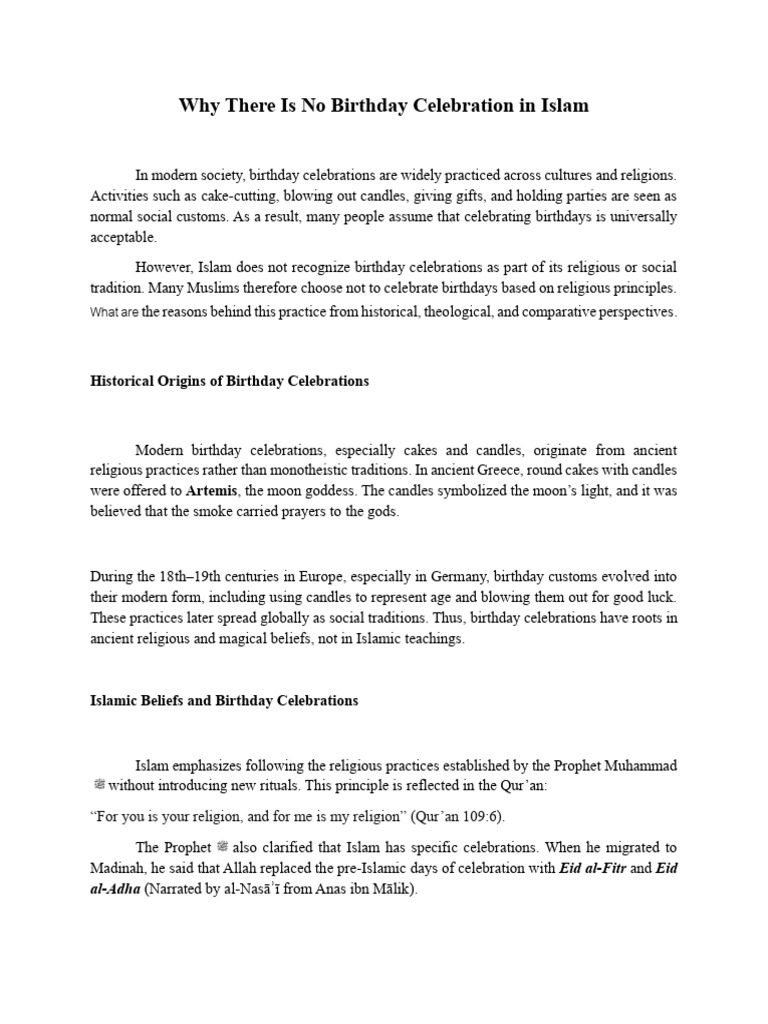 No Birthday Paty in Islam | PDF | Birthdays | Quran