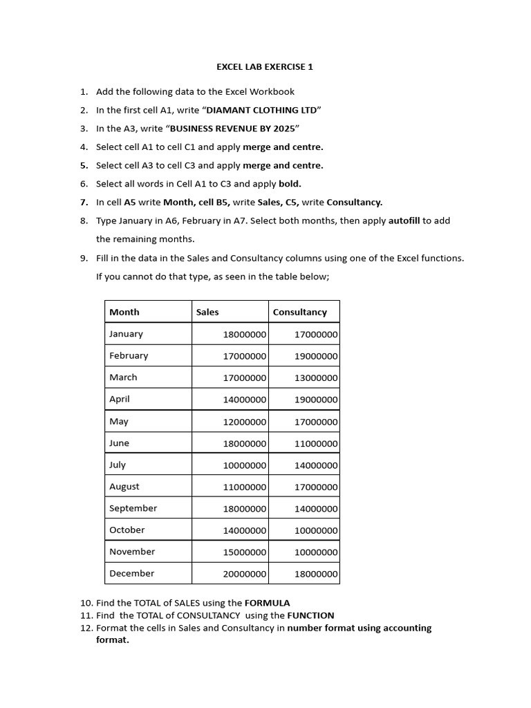 Fadhili Excel LAB Exercise | PDF