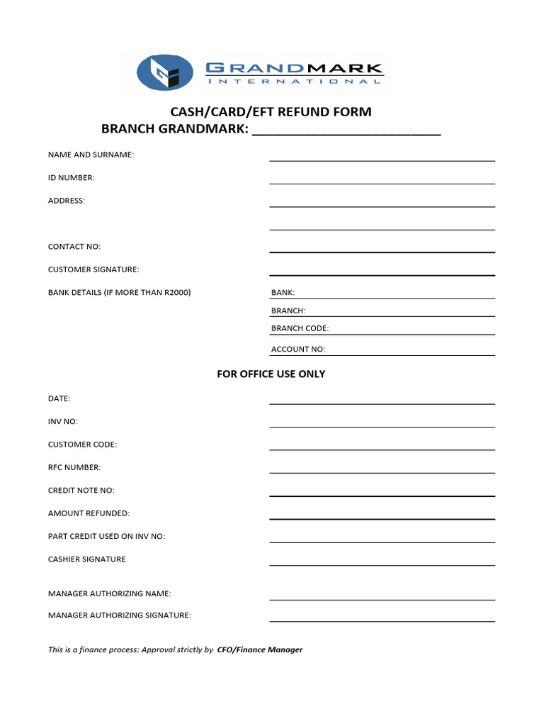Cash Refund Form | PDF