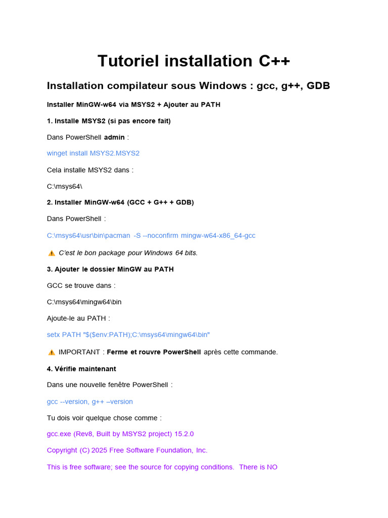 Tutoriel Installation C++ | PDF