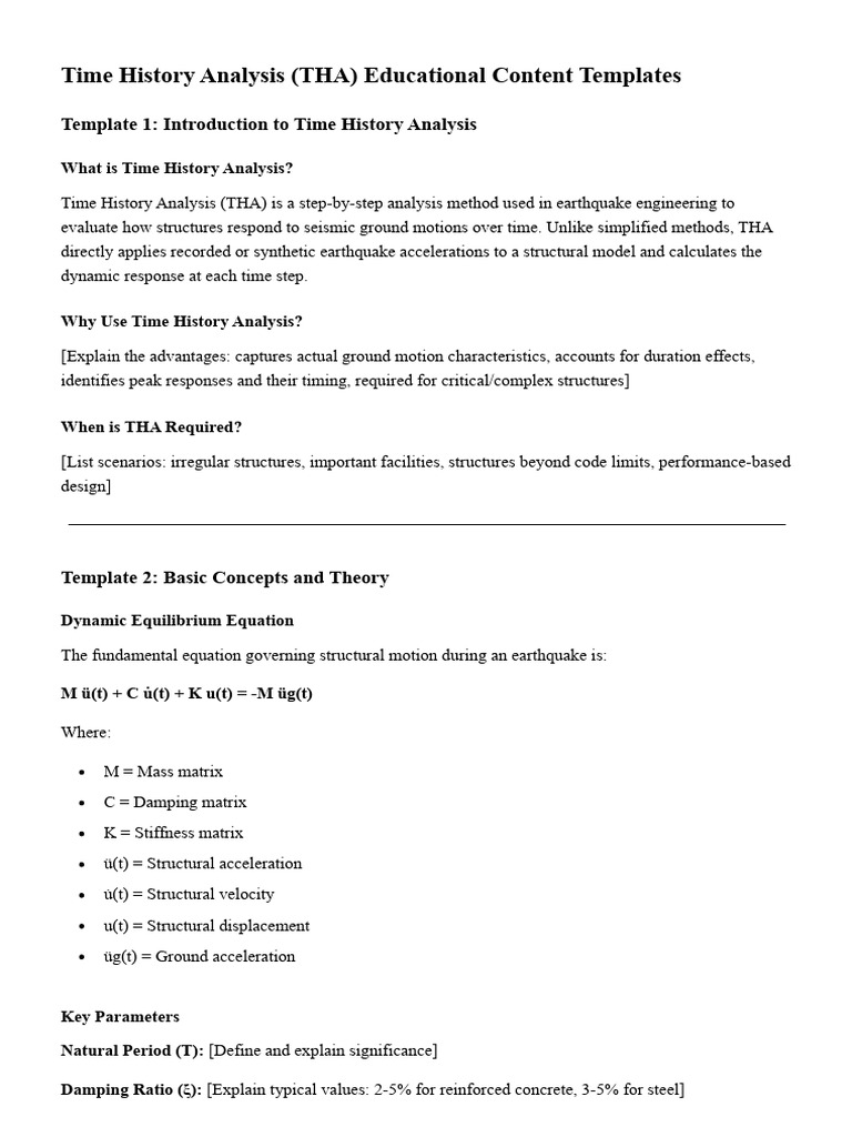 Time History Analysis Educational Templates | PDF | Mechanics | Applied ...