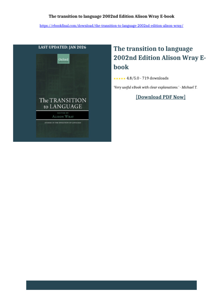 The transition to language 2002nd Edition Alison Wray ebook online full ...