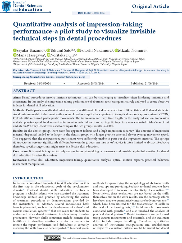 Quantitative Analysis of Impression-Taking | PDF | Dentistry | Frame Rate
