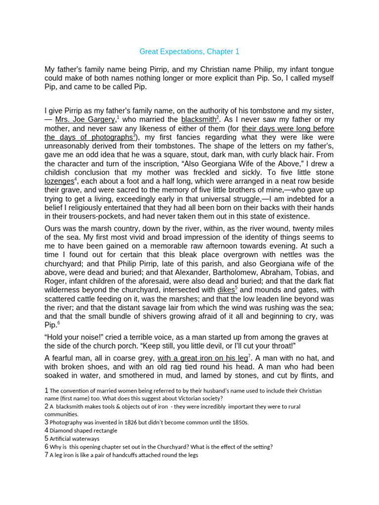Great Expectations Extract Chapter One | PDF | Great Expectations