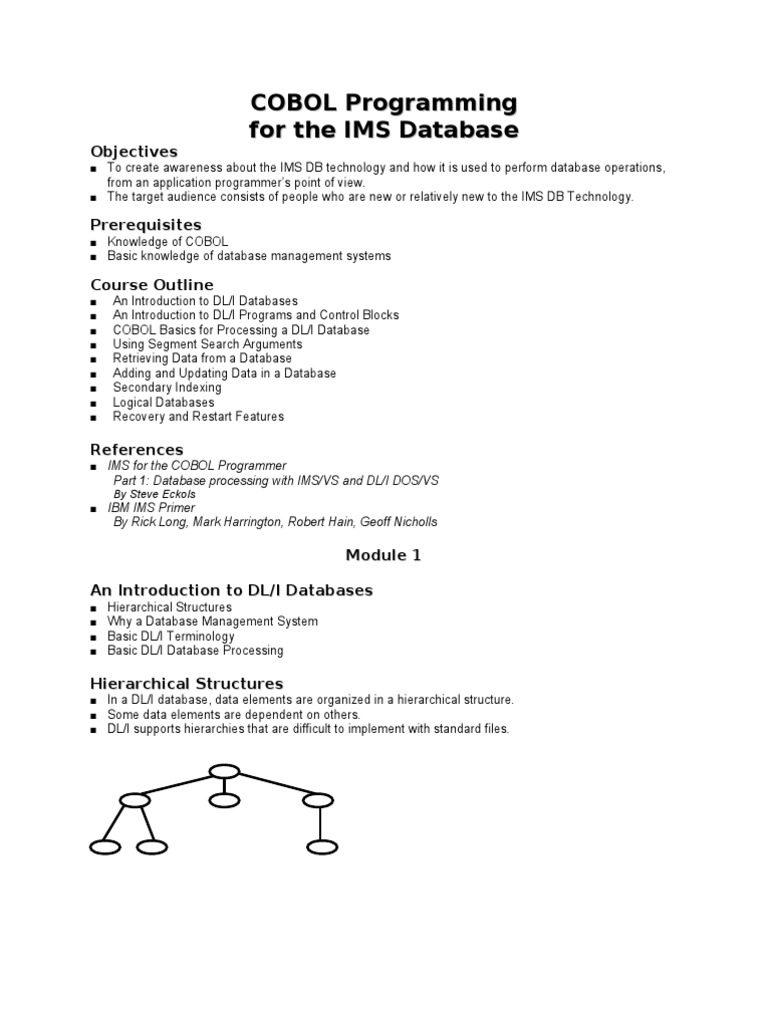 Cobol Programming For Ims Pdf Databases Computer Engineering