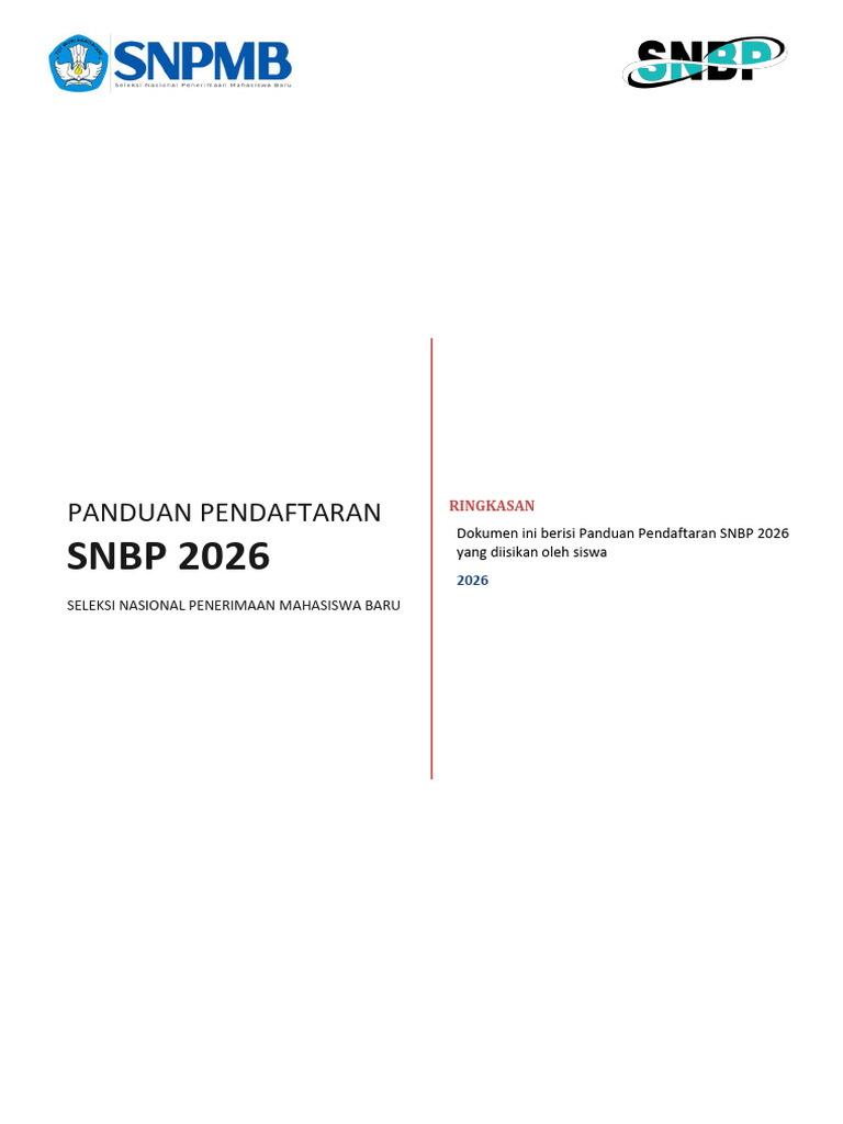 Panduan Pendaftaran SNBP 2026 | PDF