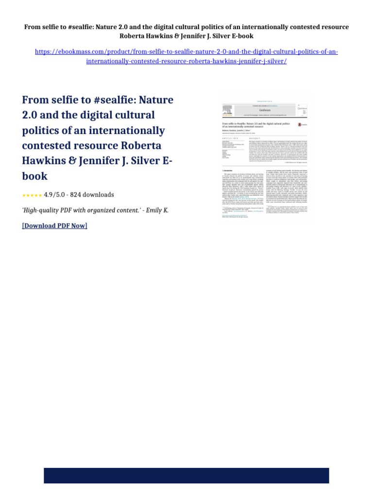 From selfie to #sealfie: Nature 2.0 and the digital cultural politics ...