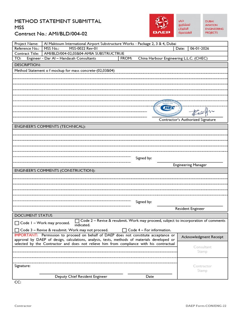 MSS-0022 Rev-01 - Method Statement o F Mockup For Mass Concrete - (02 ...