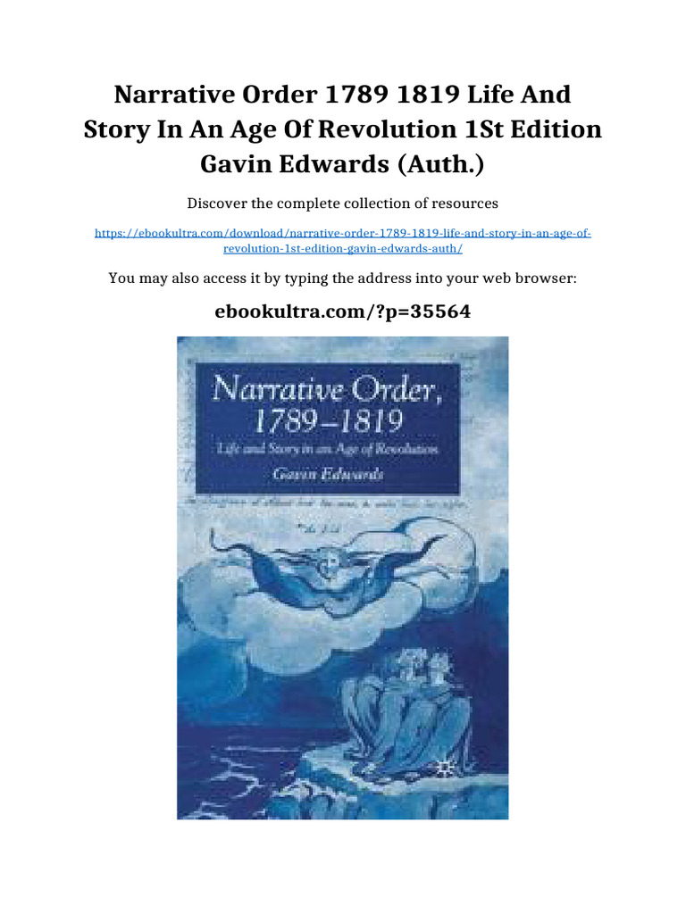 Narrative Order 1789 1819 Life and Story in an Age of Revolution 1st ...