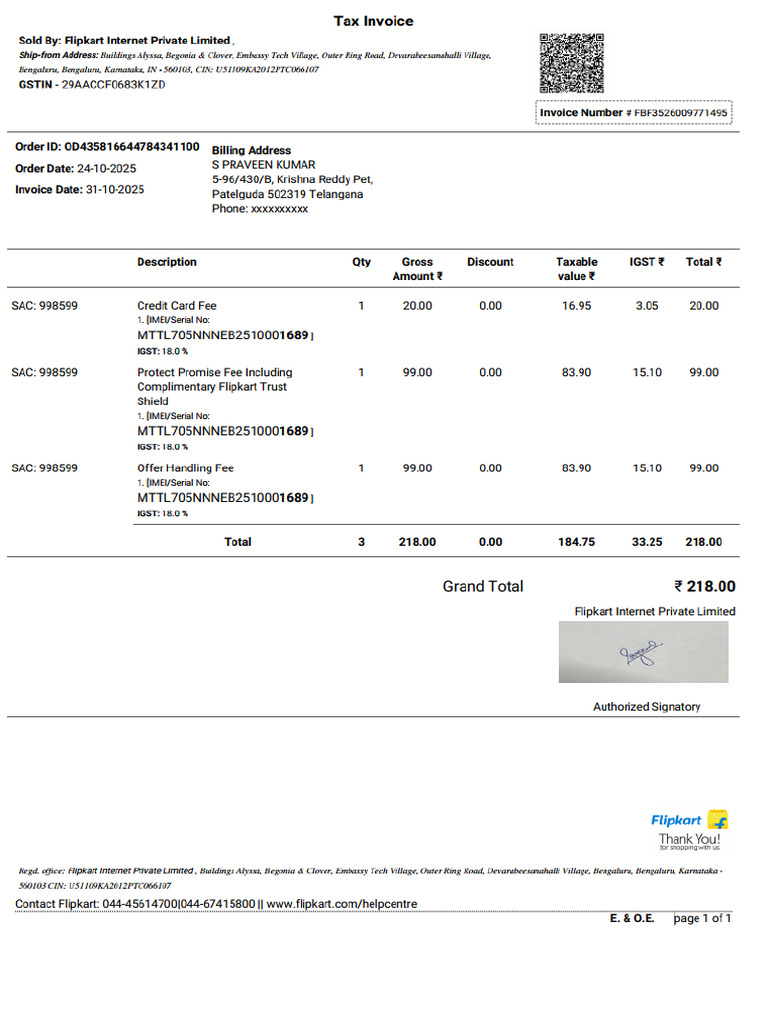 Washing Machine Invoice | PDF