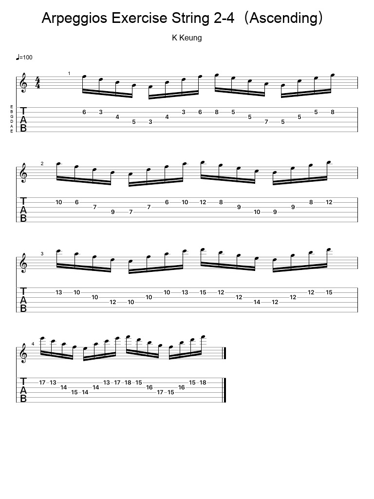 Arpeggios Exercise String 2-4（Ascending） | PDF