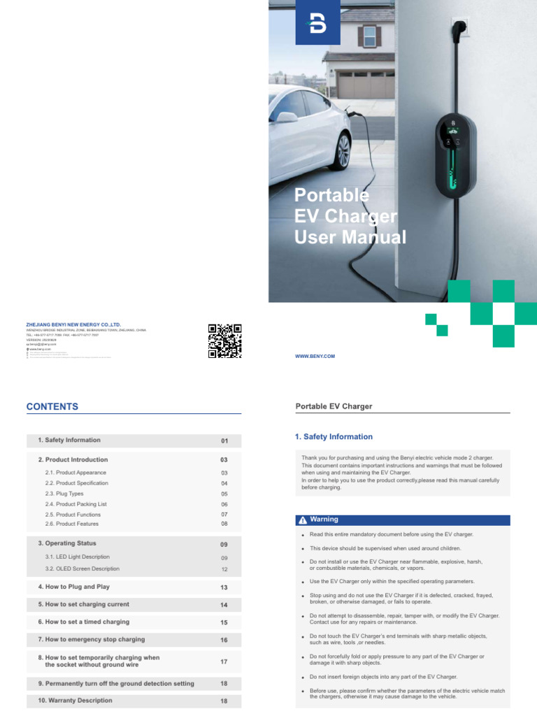 Portable EV Charger User Manual | PDF | Battery Charger | Electrical ...
