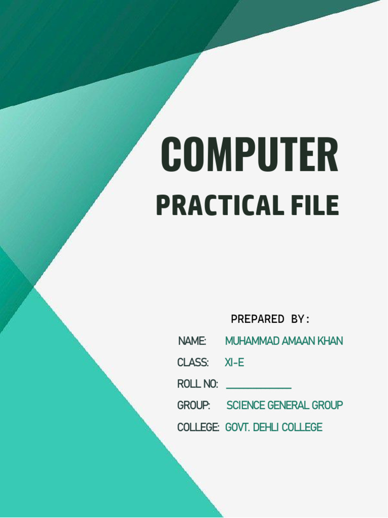 Amaan Practical Cover Page | PDF | Spreadsheet | Computer Science