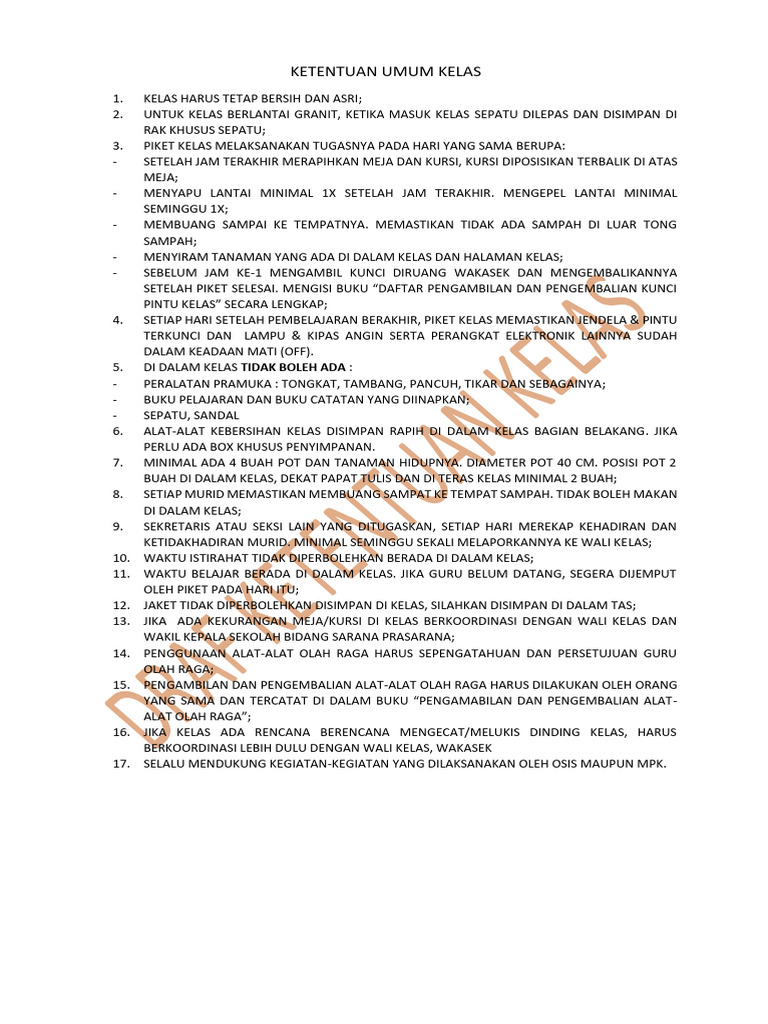 Draf Ketentuan Kelas | PDF