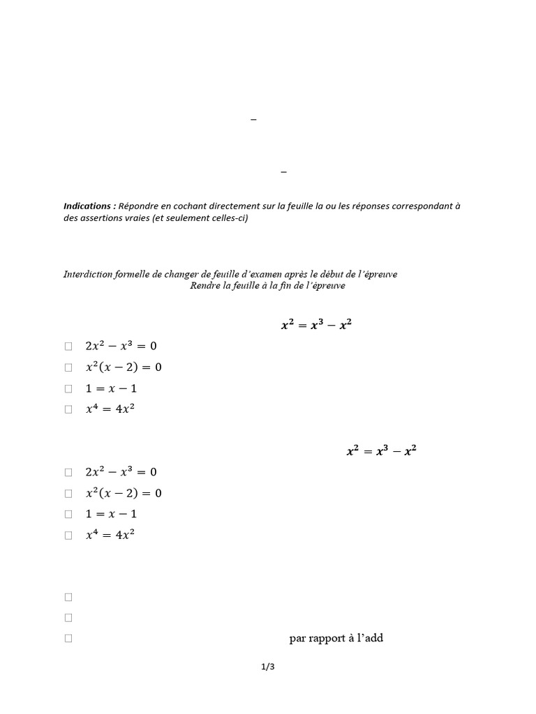 Devoir de Math Structure Algebrique Et Nombres Complexe | PDF | Algèbre ...