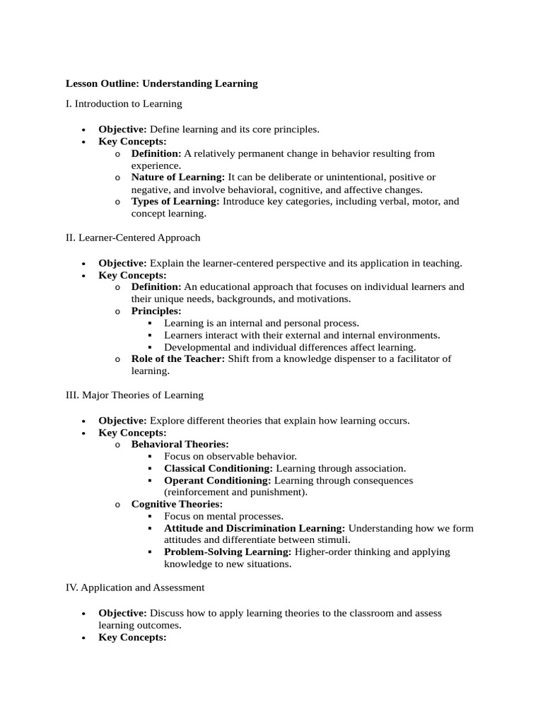 Lesson Outline - Gaitano | PDF
