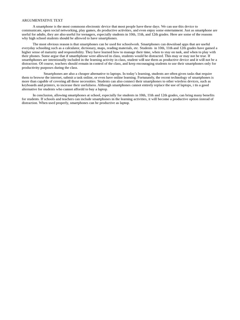 Argumentative Text | PDF