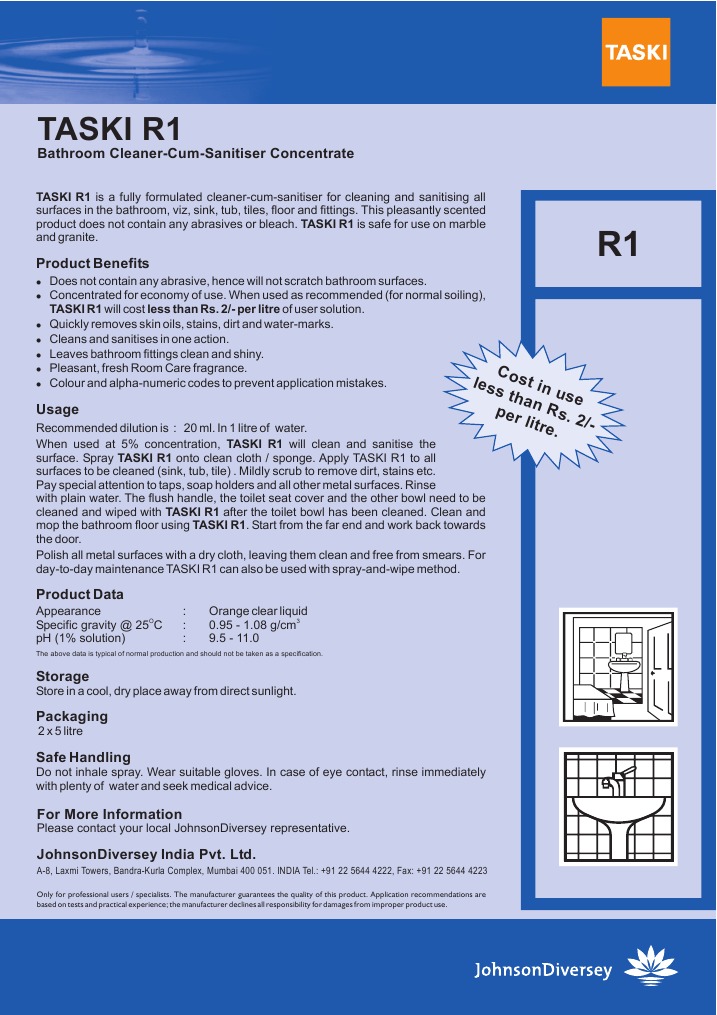 Taski R1 | PDF | Bathroom | Sink