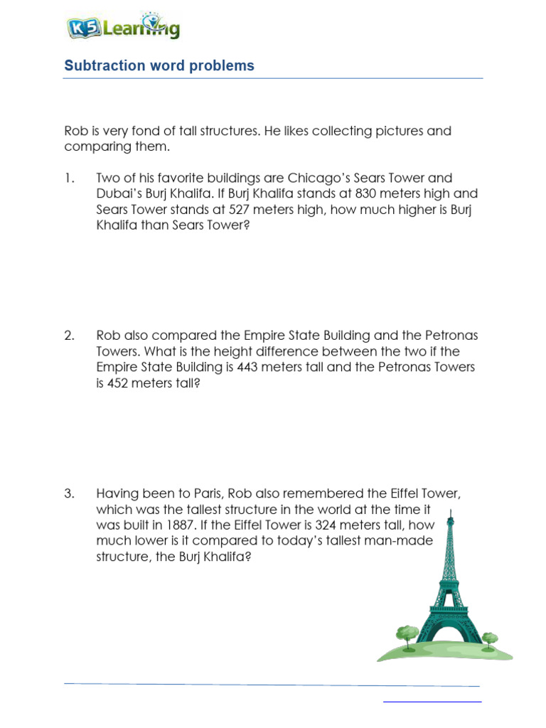 Grade 3 Subtraction Word Problems b1 | PDF