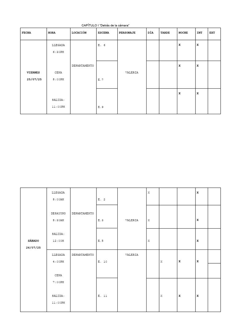 Plan de Rodaje | PDF