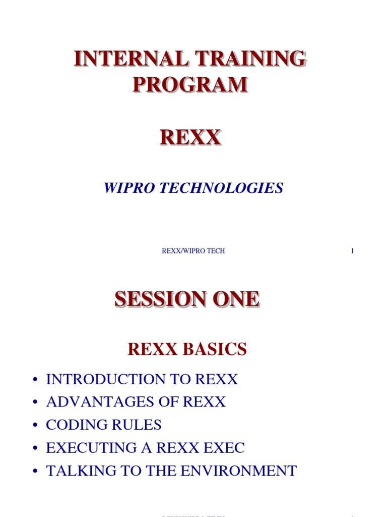 REXX - Wipro - Technologies | PDF | Subroutine | Parameter (Computer ... REXX - Wipro - Technologies | PDF | Subroutine | Parameter (Computer ...