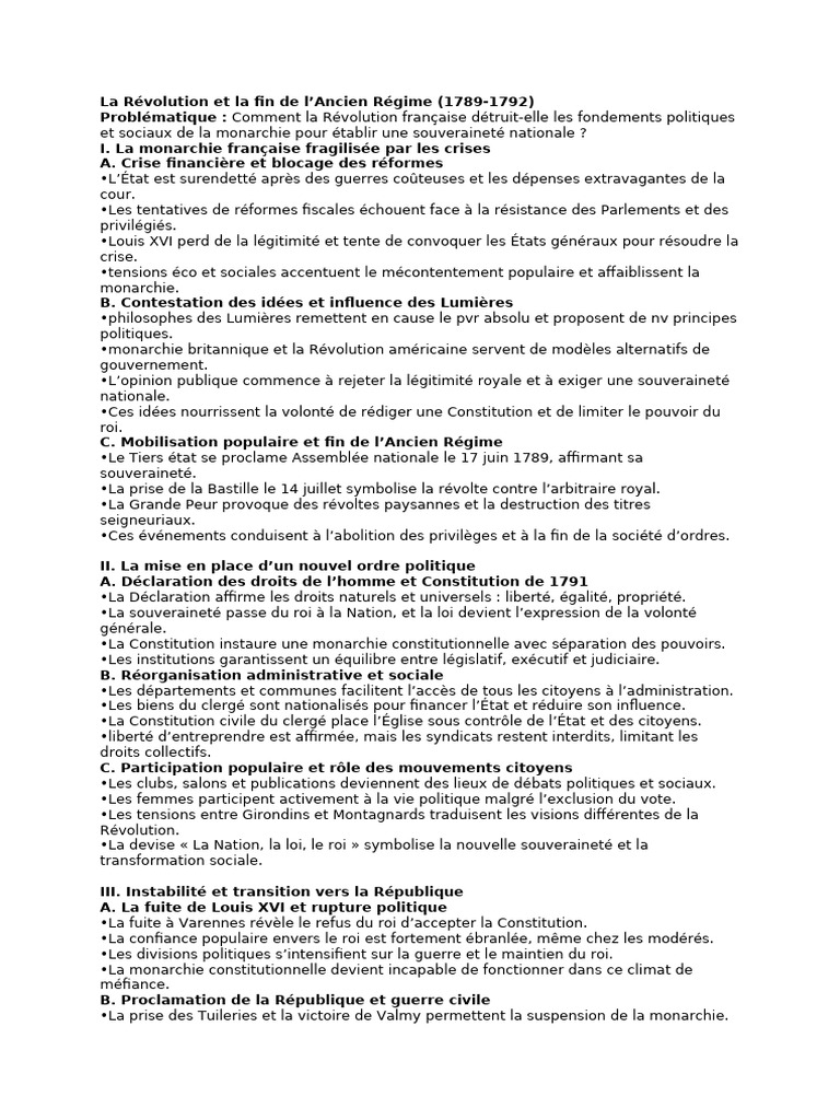 Plan Histoire | PDF | Révolution française | Napoléon