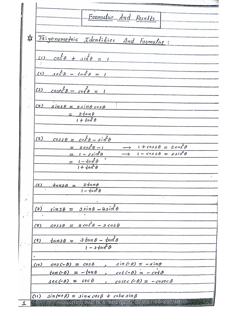 Integration, Derivation, Trigonometric Formula | PDF