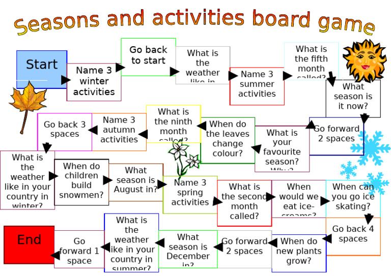 Board Game For Seasons and Activities Games 11691 | PDF | Winter Phenomena